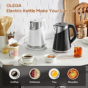 OLEGA Electric Kettle - 1500W Fast Boiling Electric Tea Kettle 1.8L BPA-Free Stainless Steel Hot Water Kettle Electric for Boiling Water Auto Shut Off Electric Water Kettle for Coffee Tea 120V