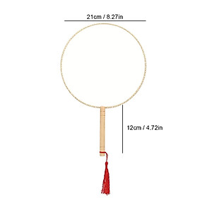 Beufee 2 Pack Chinese Hand Fan, DIY Chinese Round Fan Chinese Ancient Style Court Blank Hand Fan Chinese Style Silk Fan for Women Dance Wedding Translucent Silk
