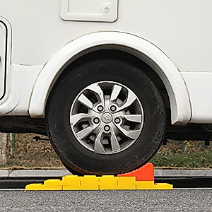 Homeon Wheels RV Leveling Blocks, One Top Tire Wheel Chock and 9 Pack Interlocking Leveling Blocks with Carrying Bag, Heavy Duty Camper Leveling Blocks and Chocks Anti-Slip Pads Design (WH-303)