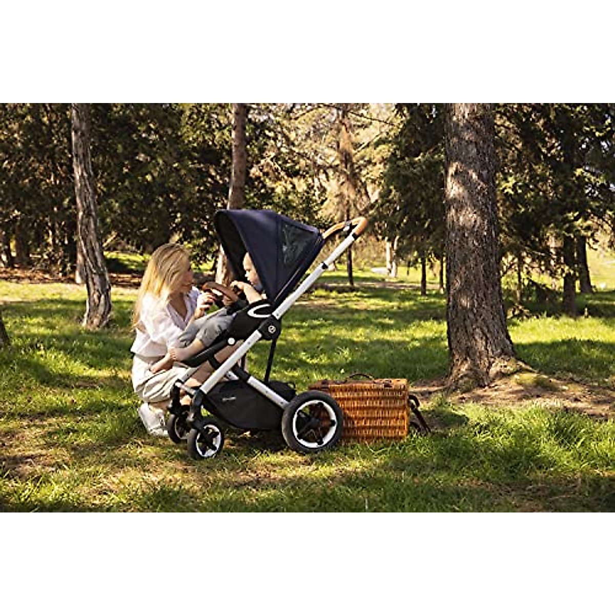 Cybex Talos S Lux Stroller, AllTerrain Wheels, FrontFacing or ParentFacing Seat Positions, OneHand Fold, Multiposition Recline, Deep Black