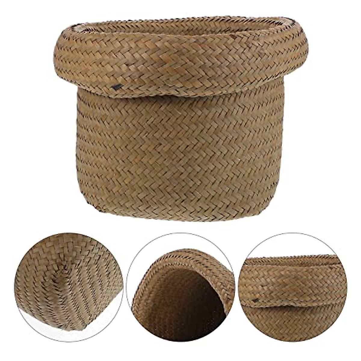 YARNOW Rattan Waste Basket Straw Woven Basket Trash Can Garbage Container Bin Dried Flower Bucket for Bathrooms Kitchens Home Offices M Orange, 26X26X26CM, (HI04CF350E8OHB8CFCS913P6)
