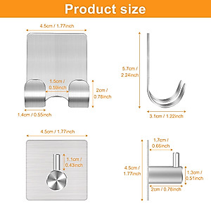 CGBE 4 Packs Shower Hooks for Inside Shower, Self Adhesive Shaver Holder Hanger Hooks for Bathroom Damage Free Wall Hooks for Razor Loofah Sponge