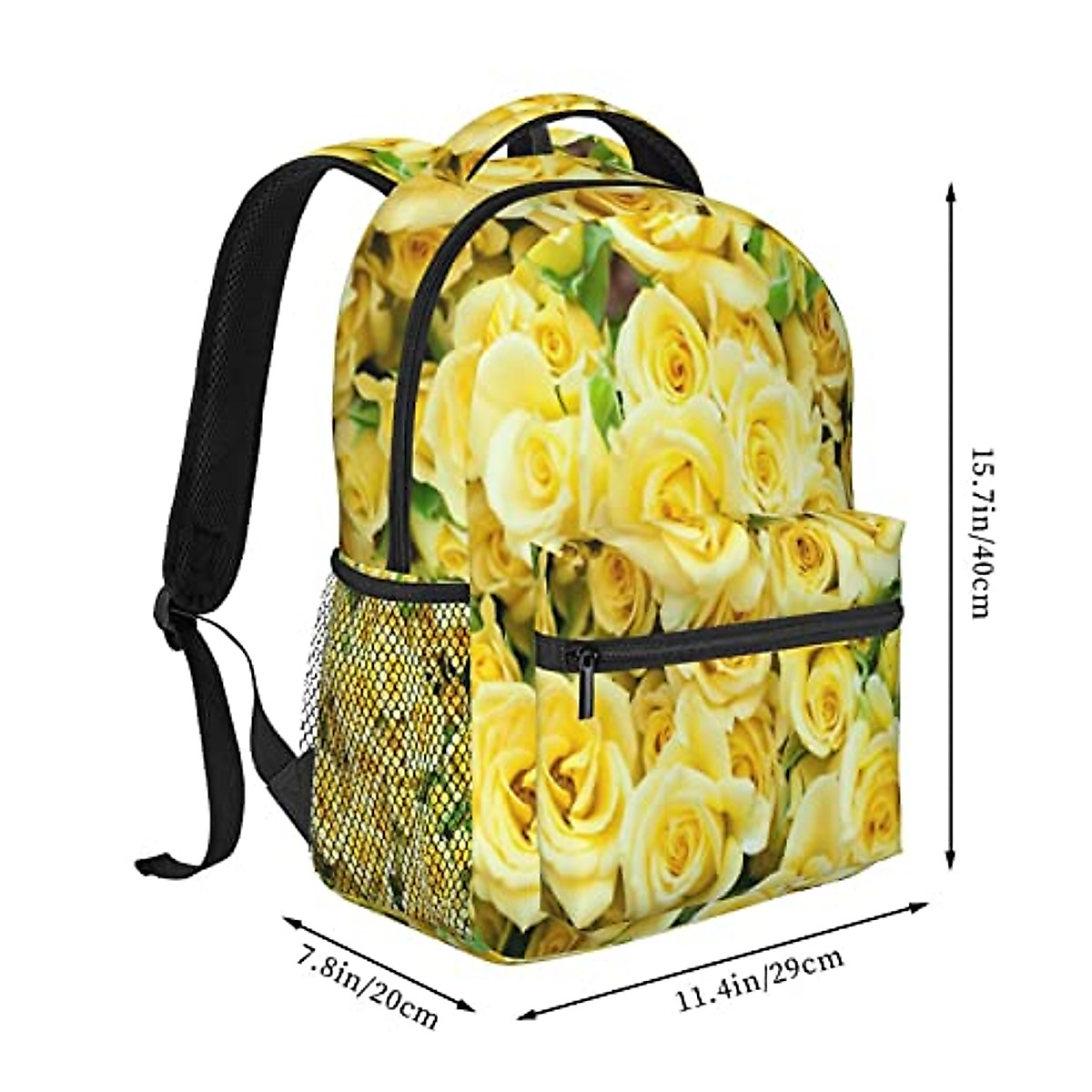 DAHALLAR Backpack Yellow Rose Flower Bookbags Highschool College Laptop Bag Casual Travel Daypack Hiking Camping