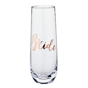 Juvale Rose Gold Stemless Champagne Glasses for Bride and Maid of Honor, 9.8 oz Wedding Flutes Gift Set (2 Pieces)