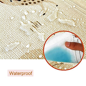 Reversible Waterproof & Non-Toxic Tummy Time Soft Foam Floor Playmat with Thick Cushion for Infants & Toddlers Portable Large Gym Carpet Playroom Mat 77x69 Inch (0.6in)