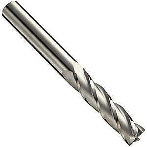 Niagara Cutter 17005449 Carbide Square Nose End Mill, Inch, Uncoated (Bright) Finish, Roughing and Finishing Cut, 30 Degree Helix, 4 Flutes, 2' Overall Length, 0.250' Cutting Diameter, 0.250' Shank Diameter