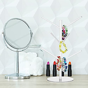 Acrylic Scrunchie Holder Organizer Stand Angled Branches Scrunchie Holder Stand Accessories Jewelry Hair Tie Organizer Storage Holder Bracelet Earrings Holder Y2k Room Decor for Girls Teen (White)