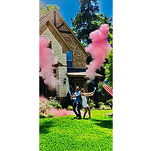 Gender Reveal Surprise Powder Cannons Bundle, 16 Inch, Non-Toxic, 4 Pink Powder Dispensers Plus 8 Free Gender Reveal Party Balloons Decorations