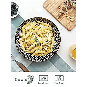 DOWAN Vibrant Pasta Bowls, 8.5'' Large Salad Bowls, 34 Oz Porcelain Pasta Serving Bowl Set of 4, Bowls for Pasta, Salad, Soup, Oatmeal, Mix-match Pattern, Ideal Housewarming Gift