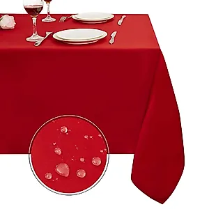 Obstal 210GSM Rectangle Table Cloth - 60x144 Inch - Heavy Duty Water Resistance Microfiber Tablecloth, Decorative Fabric Table Cover for Christmas Holiday Party, Rio Red