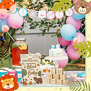 Watersay 53 Pcs Baby Shower Games Sign Kit Include 36 Abc Letter Alphabet Blocks 4 DIY Wooden Blocks 1 Block Game Frame Sign 12 Acrylic Markers for Gender Reveal Building Game Decorate Winners Decor