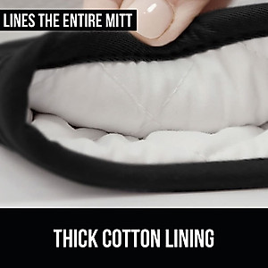 Gorilla Grip Silicone Oven Mitts Set of 2 and Silicone Baking Mats Set of 2, Silicone Oven Mitts are 14.5 Inch, Quarter Sheet Silicone Baking Mats, Both in Black Color, 2 Item Bundle