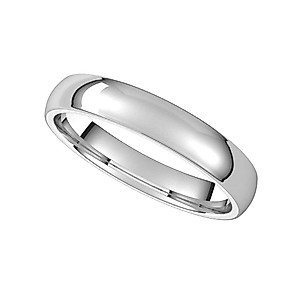 Bonyak Jewelry Platinum 3.5mm Half Round Comfort Fit Light Band Beautiful, Size 6