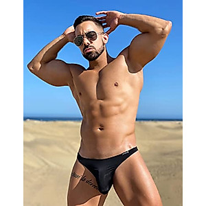 Avidlove Underwear Men's 4 Pack Classic Low Rise Stretchy Hip Briefs Bikini(Black-4 Pack,S)