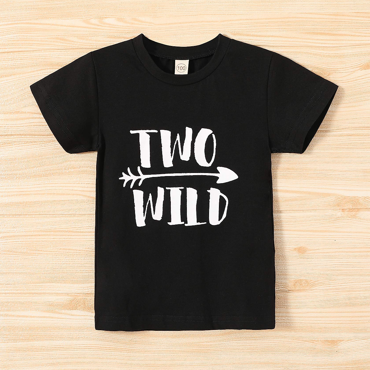 YOUNGER TREE Second Birthday Party Shirt Two Wild Top 2nd Birthday Baby Little Boy Blouse Tee Clothes (2 T, Black)
