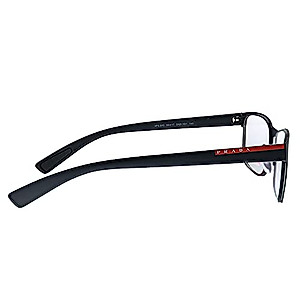 Prada Linea Rossa Lifestyle PS 50GV DG01O1 Black Rubber Plastic Rectangle Eyeglasses 53mm