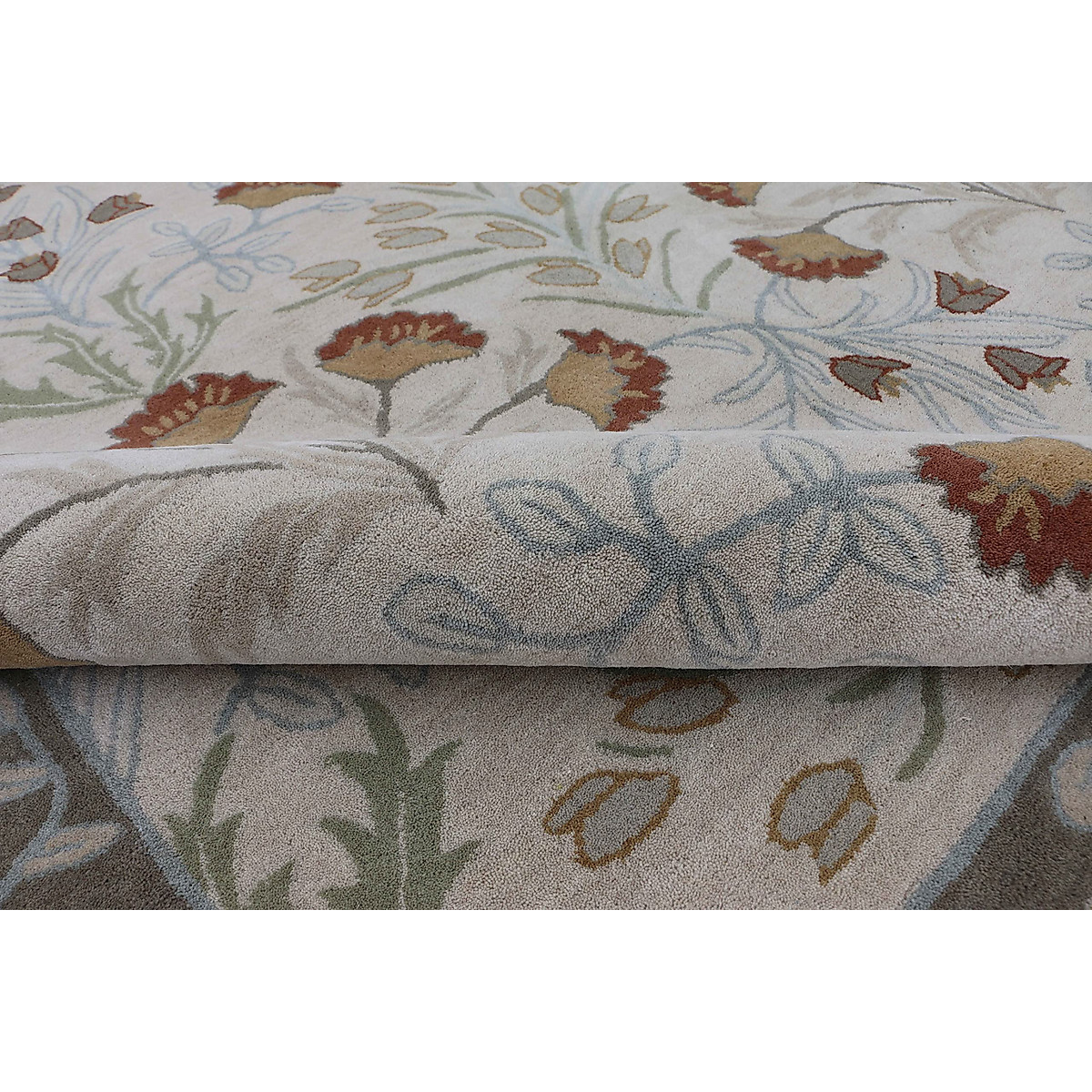 Old Hand Made Floral Bleige Tulips Traditional Style Oriental Woolen Area Rugs (8'x10')