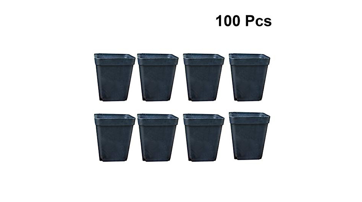 NUOBESTY 2 Inch Black Square Flower Pots - 100PCS Set