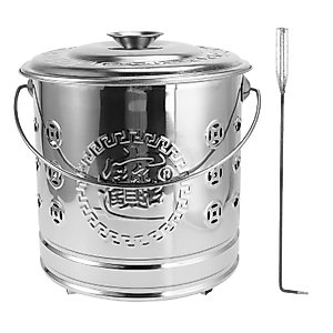 DOITOOL Metal Burn Barrels for Outside, Yard Waste Incinerator Barrel Burn Barrel with Lid and Handle for Paper Leaf Trash Wood Backyard Bonfire (9.4 X 8.7 Inch