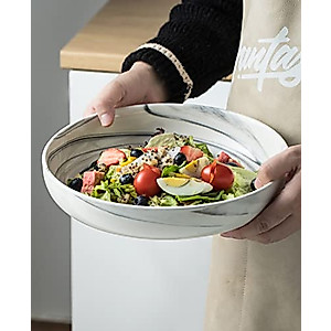 LYEOBOH Porcelain Serving Bowls, Salad Pasta Bowls for Kitchen, Stackable Bowl Set of 2 for Entertaining Thanksgiving Christmas, Ceramic Dinner Bowl, 10 inch, Gray