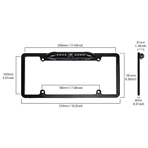 License Plate Frame Backup HD Camera Night Vision Rear View 8 IR LED 170° Angle Waterproof Compatible with Pioneer Car Radio AVH-120BT AVH-210EX AVH-2550NEX AVH-X490BS DMH-100BT DMH-160BT AVHX490BS