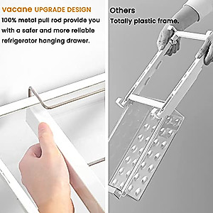 vacane Fridge Organizer Drawer, Clear Plastic Fridge Organizer Bins, Add on Refrigerator Drawer,Fridge Storage Container Under Shelf Holder for Fruit, Vegetable, Meat, Cheese, Easy to Install-L