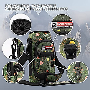 NATURE PIONEOR Water Bottle Holder with Strap for 25oz/32oz/40oz/64oz, Water Bottle Carrier Bag with Phone Pocket,Crossbody Neoprene Sling Bag Sleeve for Walking,Carrying,Hiking