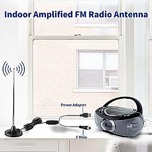 Amplified FM Radio Strong Magnetic Base Telecopic Antenna for Yamaha Pioneer Marantz Sherwood Bose Wave Music System FM Radio Bluetooth Home Stereo Receiver AV Audio Video Home Theater Tuner，Eifagur