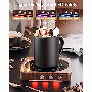 House Gem Mug Warmer - 36W Coffee Mug Warmer for Desk with Temperature Display, 2-12Hrs Auto Shut Off, Smart Candle Warmer - Ideal Coffee Gifts Accessories Keep Beverages Coffee Warmer (Wood)