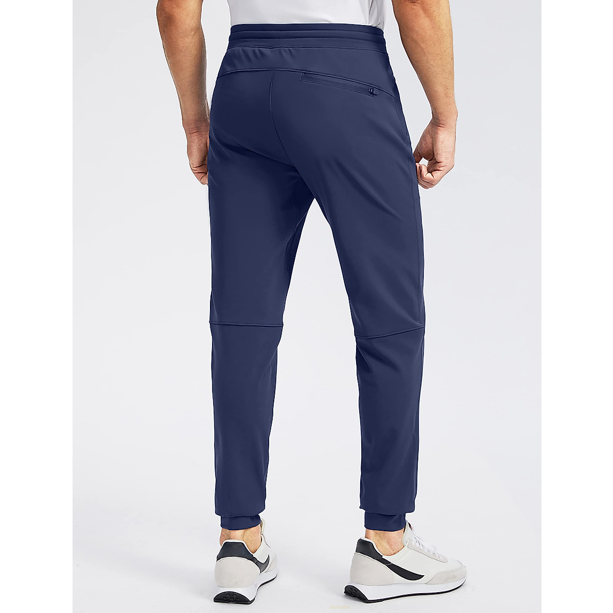 Pudolla Men's Joggers Sweatpants Fleece Lined Pants with Zipper Pockets for Winter Running Workout Gym(Navy X-Large)