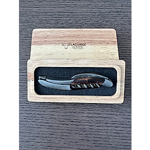 Laguiole En Aubrac Sommelier Waiter's Corkscrew, Grapevine Wood Handle, Wine Opener With Foil Cutter & Bottle Opener, Stainless Steel Brushed Bolsters