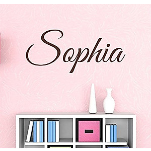 Fancy Cursive Single Personalized Custom Name Vinyl Wall Art Decal Sticker 28" W, Girl Name Decal, Girls Name, Nursery Name, Girls Name Decor, Girls Bedroom Decor, PLUS FREE 12" WHITE HELLO DOOR DECAL