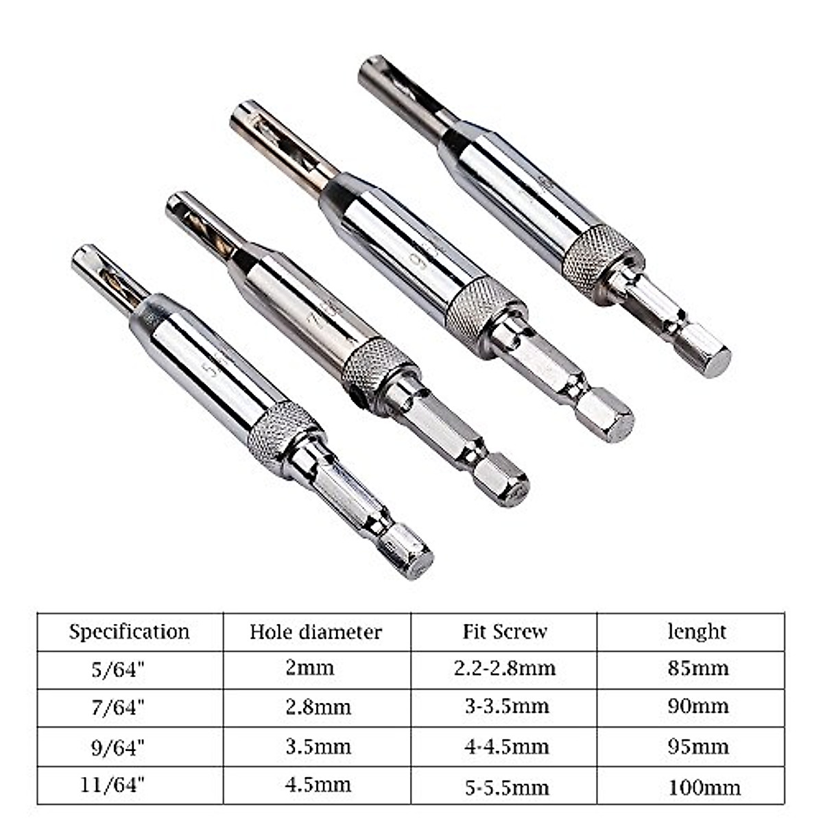 Eagles 4PCS Self centering Hinge Drill Bits for Door Cabinet + 5PCS HSS Woodworking Countersink Drill Bit Set with Free Wrench for Pilot Holes