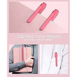 MoKo Silicone Pencil Sleeve for Apple Pencil 1st Generation, Lightweight Apple Pencil Silicone Cover Anti-Slip Grip iPad Pencil Holder with Clip, 3 Nips, Watermelon Red