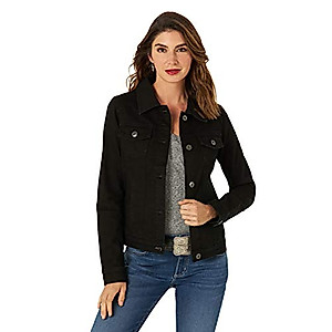 Wrangler Authentics Women's Stretch Denim Jacket, Black, X-Large