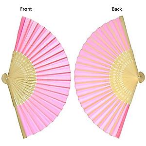 12 Pack DIY Hand Folding Fans Silk Bamboo Handheld Folding Fans Wedding Party Church Home Office Decoration