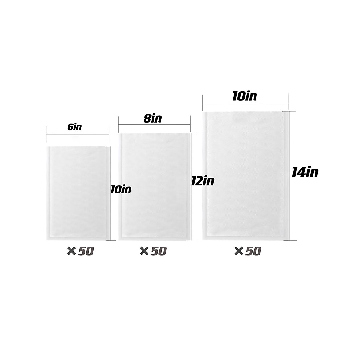 Luontgom Vacuum Sealer Bags, 150 Pack 3 Sizes Precut Bags 6"X10" 8"X12" 10"X14" Vacuum Seal Bags for Food Saver, Vacuum Food Storage Bags for Sous Vide Freezer Vac Storage Meal Prep