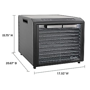 Excalibur Electric Food Dehydrator Select Series 10-Tray with Adjustable Temperature Control Includes Chrome Plated Drying Trays Stainless Steel Construction and Glass French Doors, 800-Watts, Black