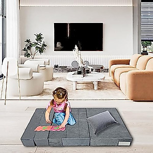 YENING Folding Sofa Bed Twin Size for Small Rooms Fold Out Foam Couch Convertible Bed for Adults Foldable Futon Chair Beds Sleeper, Grey