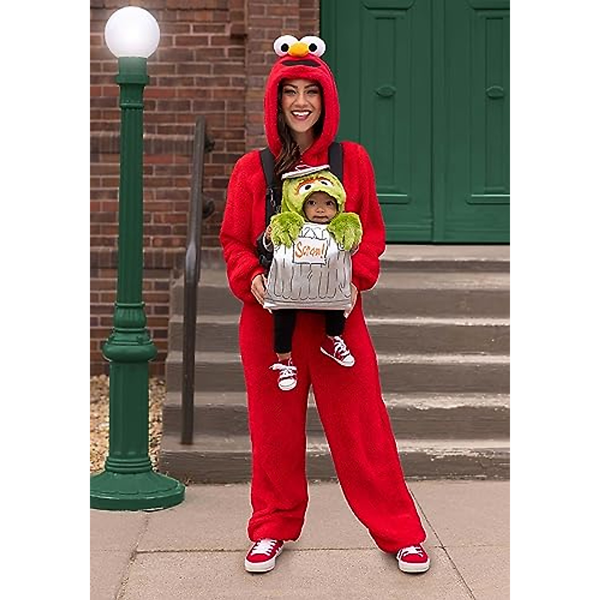 Sesame Street Elmo Costume for Adults - Men's & Women's Sesame Street Elmo Hooded Jumpsuit - Officially Licensed S Red