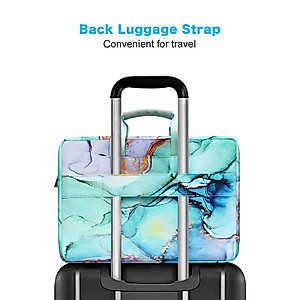 MOSISO 360 Protective Laptop Shoulder Bag Compatible with MacBook Air/Pro,13-13.3 inch Notebook,Compatible with MacBook Pro 14 inch M3 M2 M1 2023-2021, Polyester Sleeve with Belt Marble MO-MBH189