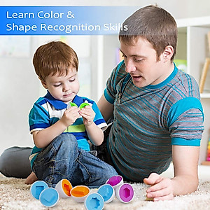 XINXIYAN Matching Eggs Toys for Toddlers 1 2 3 Year Old Boys Girls Kids Learning Educational Color Egg Shape Toy Easter Baskets for Baby Boy