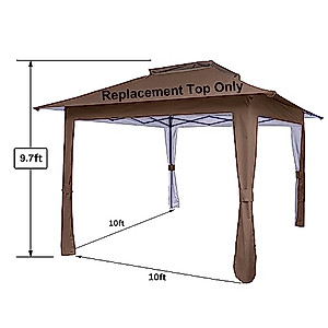 SCOCANOPY Top for 11'x11' and 12'x12' Pop Up Gazebo Canopy Frame,Canopy Frame and Netting Not Included, (Brown)