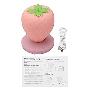 EMVANV Strawberry Night Light, Cute Silicone Strawberry Bedroom LED Touch Control Dimmable Night Light Bedside Color Changing Lamp for Kids Children