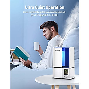 Humidifiers for Bedroom, Upgrade 4L Cool Mist Humidifiers with Humidistat, PARIS RHÔNE Smart Vaporizer humidifier for Home Large Room, LED Display, Quiet Operation, Sleep Mode, 24H Timer, Night Light
