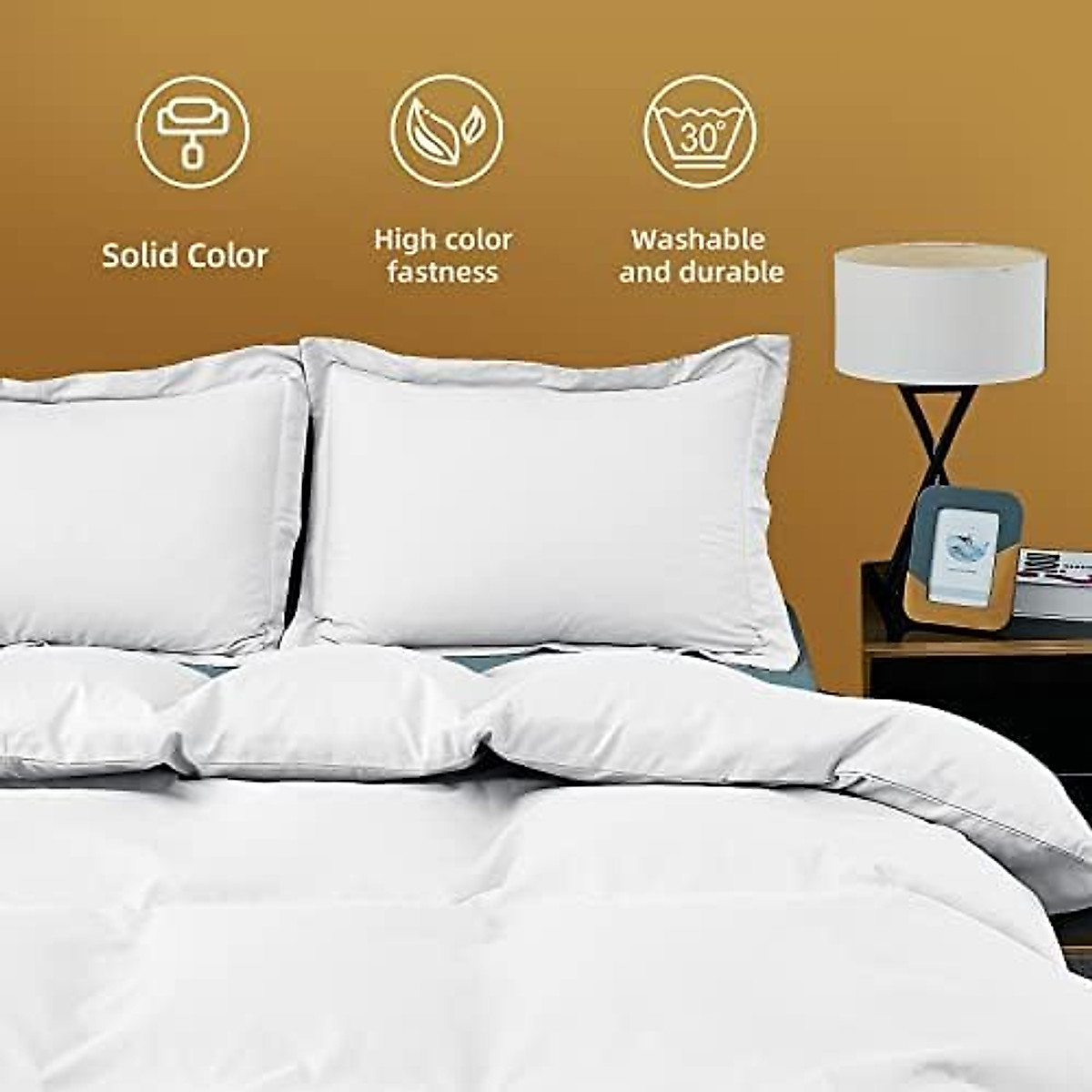 BBANGD Duvet Covers Queen Size Ultra Soft and Breathable Bedding Comforter Cover Set Washed Microfiber 3 Pieces with Zipper Closure Duvet Cover and 2 Pillow Shams(Pure White)