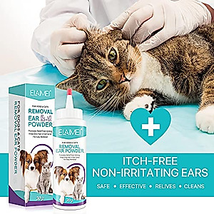 Removal Ear Powder for Pets, Dog Ear Cleaner, Removes Irritation, Itching and Infection, Reduce Ear Scratching and Head Shaking, Pets Ear Infection Treatment, Cleans & Remove Odors