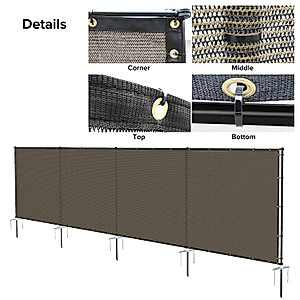 INFRANGE 5'x24' Outdoor Fence Fencing Kit with Poles and Rails Ground Spikes Privacy Fence for Dog Yard Pool Garden Safety Chicken Fence Temporary Painted Iron Pole Brown