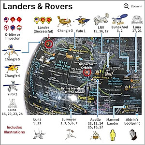Mapsoft Expolorer Moon Globe, 24cm/9.5", M-24, Lunar Globe, Moon Map, Lunar Map