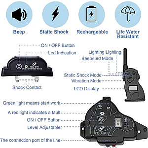 YHPOYLP Electric Wireless Dog Fence System, Dog Training Collar System with Remote Control, 656 Feet In-Ground Fence Boundary Container, Expandable to Multiple Dogs